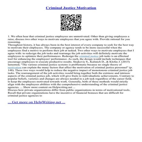 Criminal Justice Motivation | PDF