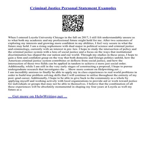 Criminal Justice Personal Statement Examples | PDF