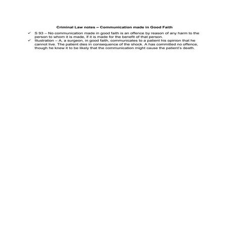 Criminal Law notes - Communication made in good faith | PDF