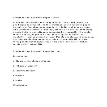 Criminal Law Research Paper Thesis A few of the reasons as t | PDF