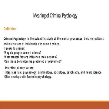 Criminal Psychology lectures.pptx. PPT ON | PPTX