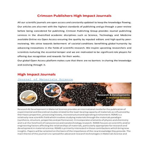 Crimson publishers high impact journals | DOCX