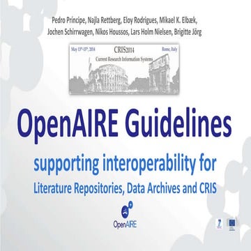 OpenAIRE guidelines : supporting interoperability for literature ...