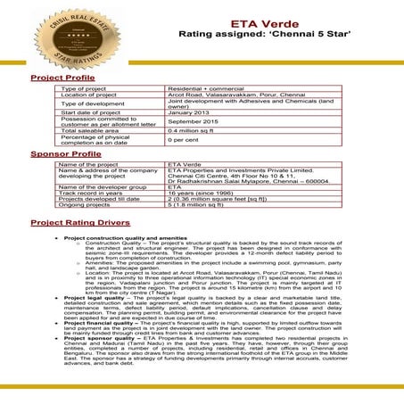ETA Star- Rosedale Apartments in OMR, Chennai | PDF