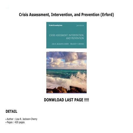 Crisis Assessment, Intervention, and Prevention (Erford) | PDF