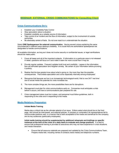 Crisis Simulation Exercise | PDF