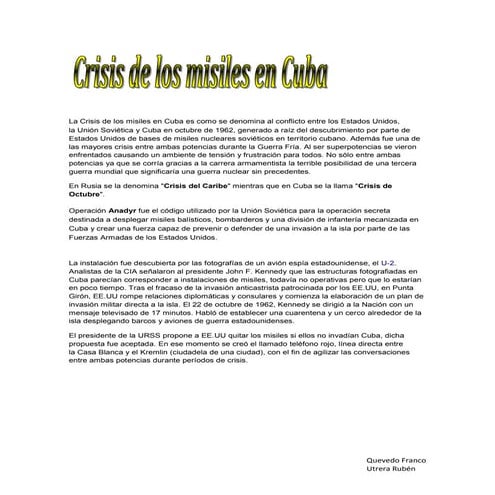 Crisis de los misiles cuba | DOCX