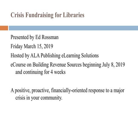 Crisis Fundraising for Libraries | PPTX