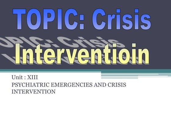 CRISIS AND CRISIS INTERVENTION In Mental health | PPTX