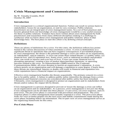 Crisis management and communications | PDF