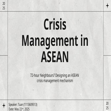 ASEAN’s crisis‐management framework is built on three core principles ...