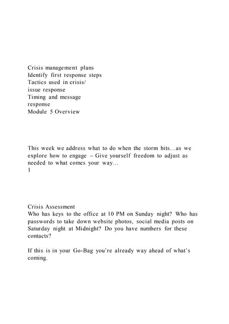 Unit 11 crisis management | DOCX