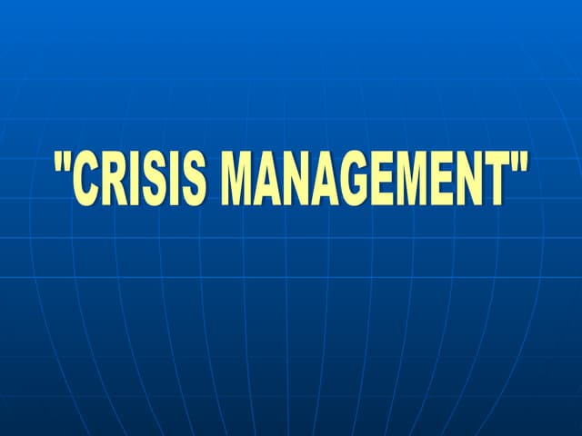 Crisis Management | PPT