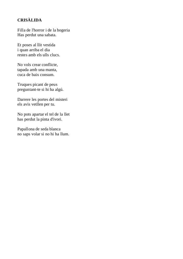 Crisàlida. Poema.
