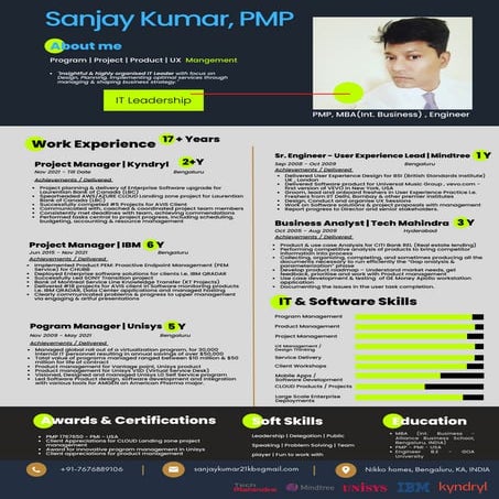Crisp CV - IT Leadership Sanjay Kumar PMP MBA BE.pdf