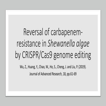 Reversal of carbapenem-resistance in Shewanella algae by CRISPR/Cas9 ...