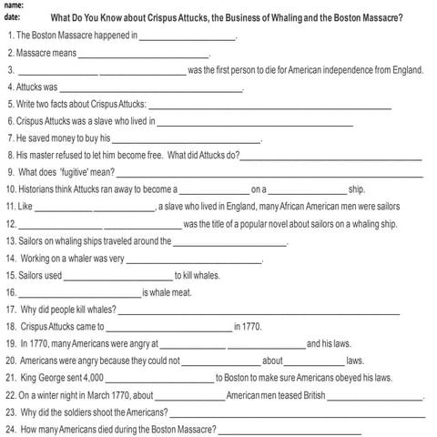 Crispus Attucks, the Business of Whaling and the Boston Massacre | PPTX