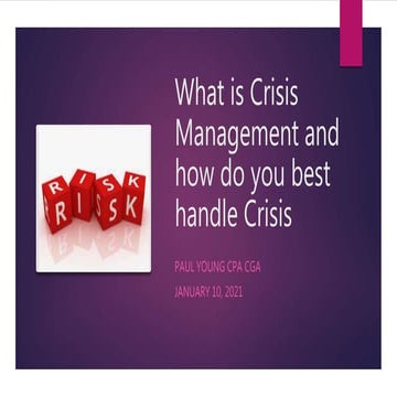 Crisis and Emergency Management| How best to manage Risk| | PPT