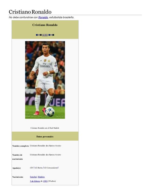 Biografia de cristiano ronaldo | PDF