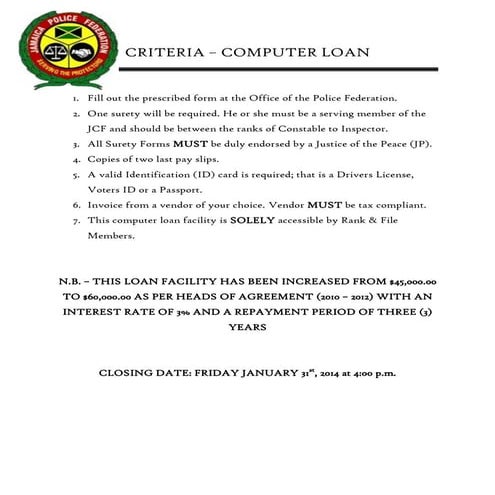 Criteria computer loan (1) | PDF | Business | Business and Finance