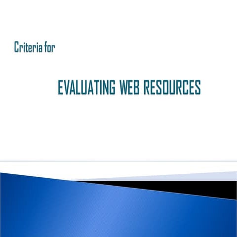 Evaluating Web Resources | PPT