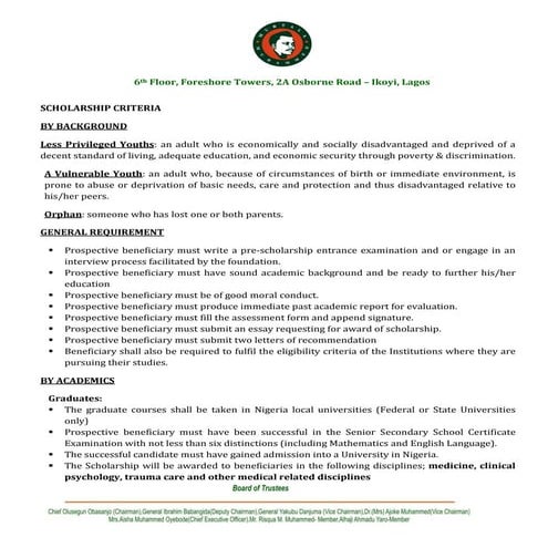 Criteria for scholarship | PDF