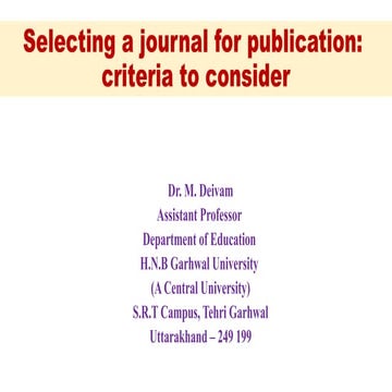 Selecting a journal for publication: criteria to consider | PPT