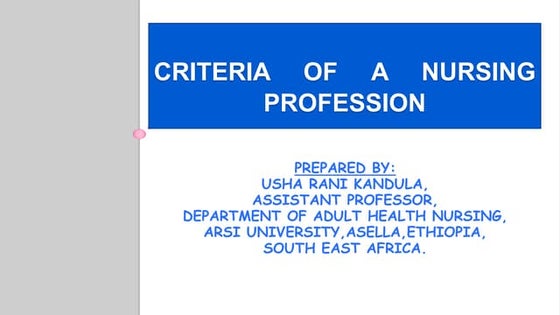 Definition and Criteria of a Profession | PPT