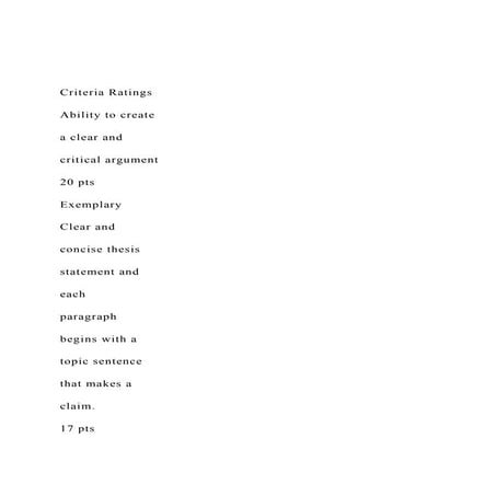 Criteria Ratings Ability to create a clear and cri.docx | Educational ...