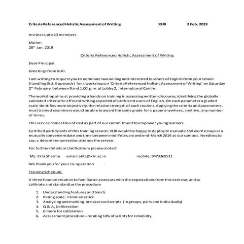 Criteria referenced holistic assessment writing | DOCX