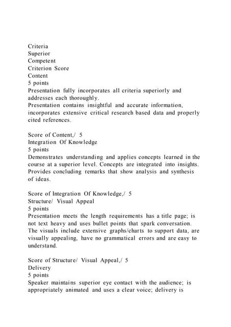 Oral presentation scoring guide | DOC