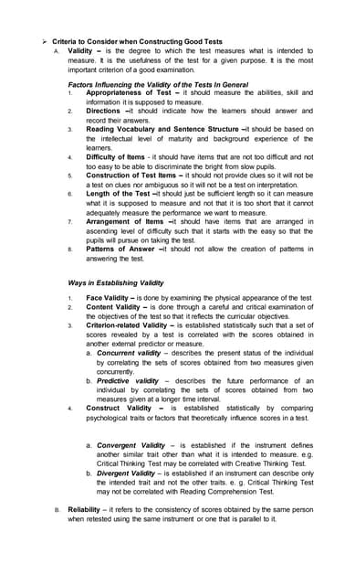 Criteria of a good test | PPTX | Standardized Testing | Educational ...