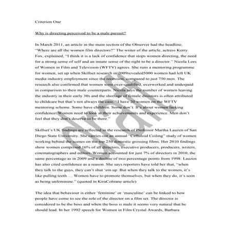 Criterion one essay | DOCX | Screenwriting | Content Production