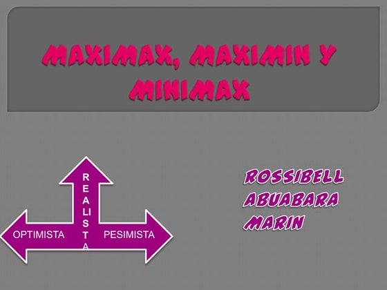 Maximax, maximin y Minimax | PPT
