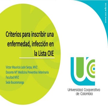 Criterios inscribir enfermedad lista OIE | PPTX