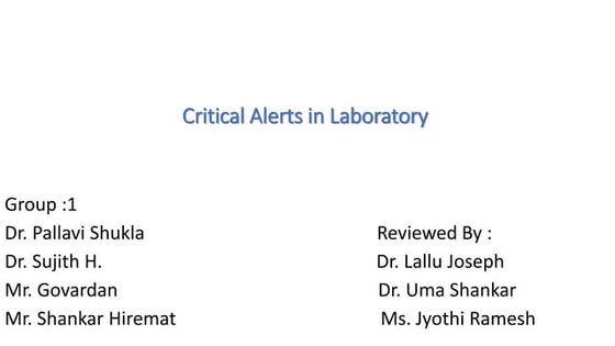 Notification of critical laboratory result | PPT | Lung and Respiratory ...