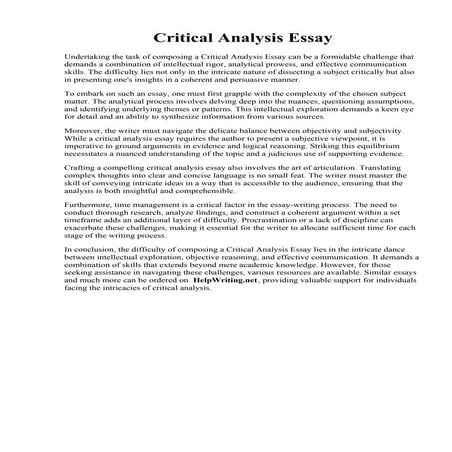 Critical Analysis Essay. 4 Easy Ways to Write a Critical Analysis with Pictures | PDF