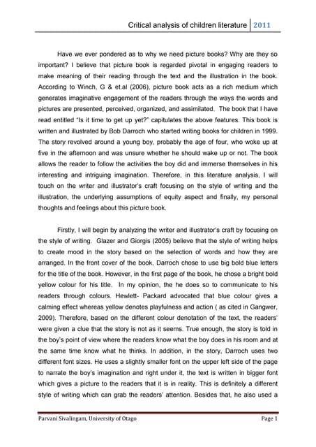 Children's Literature Analysis | PDF