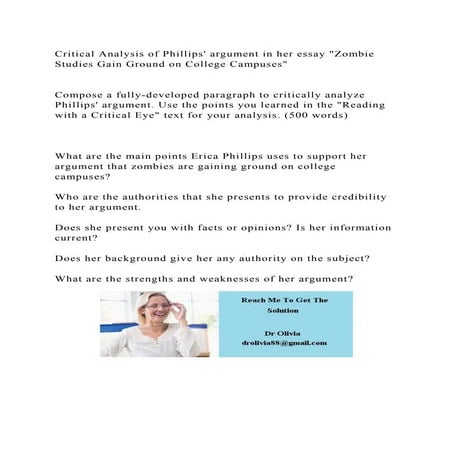 Critical Analysis of Phillips argument in her essay Zombie Studies.docx