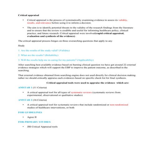 Critical appraisal.docx IMPORTAN TO HEALTH SCIENCE STUDENTS | PDF