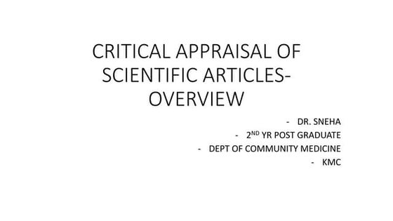 Critical appraisal | PPT