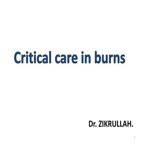 Critical care in burns patients | PPTX