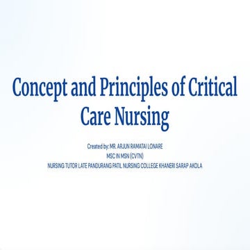 Critical Care Nursing Concepts in detail | PDF