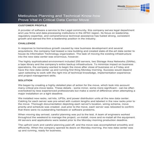 Critical data center move case study | PDF