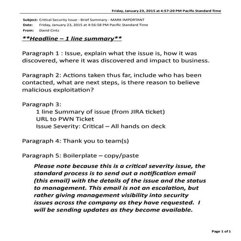 AppSec Critical Email Template | PDF
