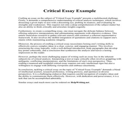 Critical Essay Example | PDF
