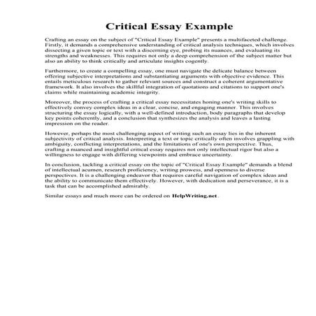 Critical Essay Example.pdf | Free Download