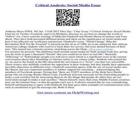 Critical Essay Examples | PDF