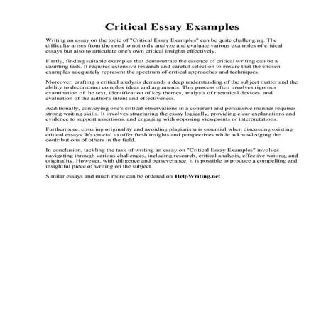 Critical Essay Examples.pdf | Grocery Shopping | Shopping