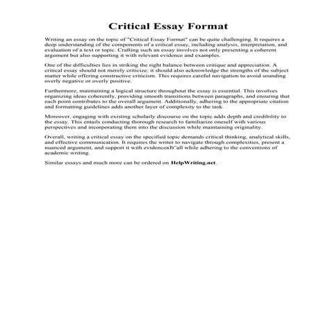 Critical Essay Format | PDF